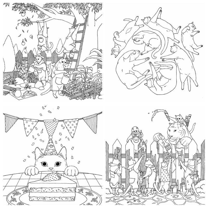 Cat Coloring Therapy Coloring Book Vol.2 - Kayliebooks