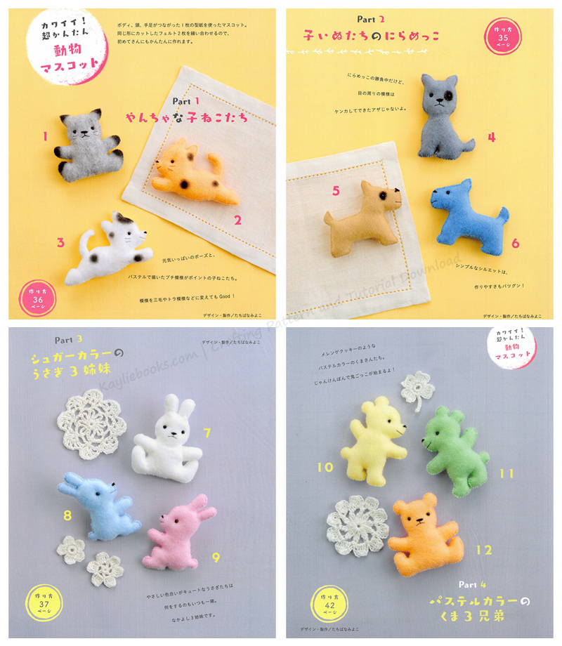 615. 80 Kawaii Felt Plushies Doll Sewing Patterns - Kayliebooks