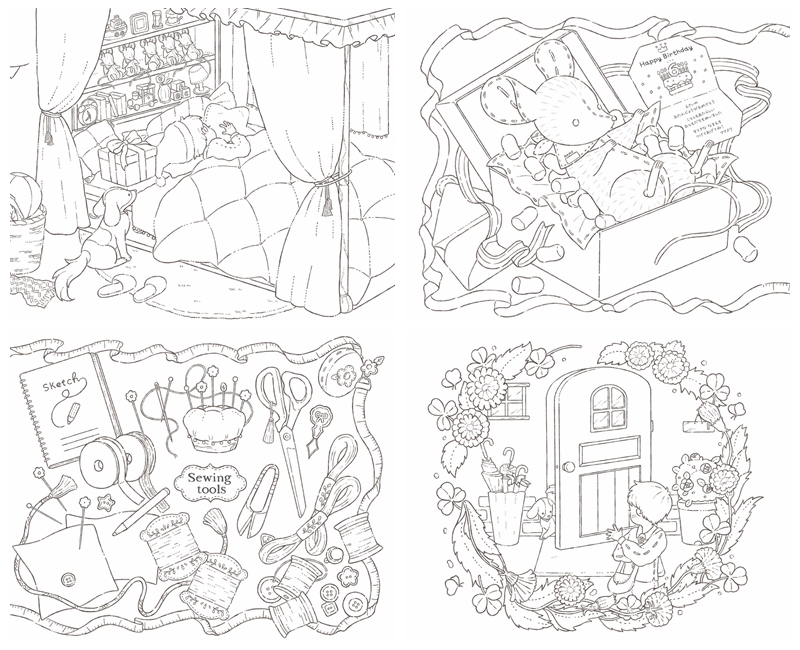 Midnight Tea Party Coloring Book PDF | 60+ Cozy Animal Illustrations ...