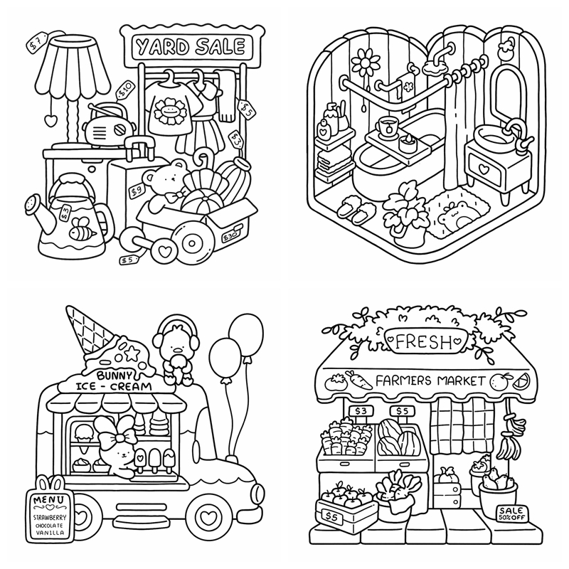 Little Corner Coloring Book ~ Absolute Comfy Coloring Experience 40 ...